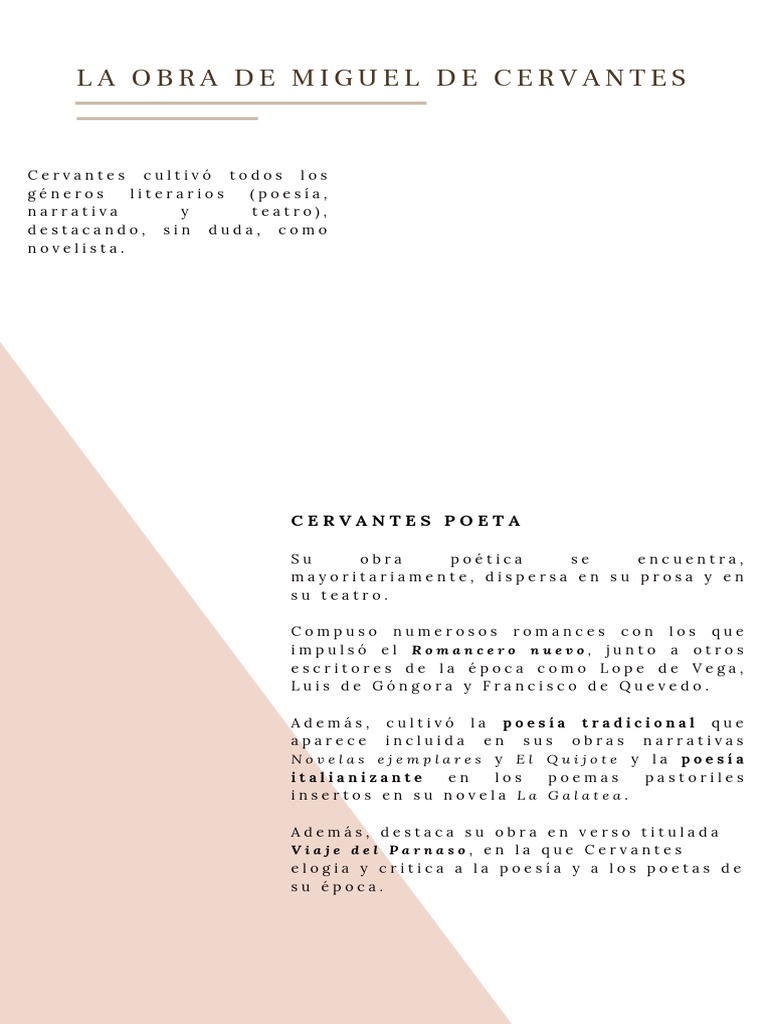 Infografía La Obra de Cervantes | PDF | Miguel De Cervantes | Don Quijote