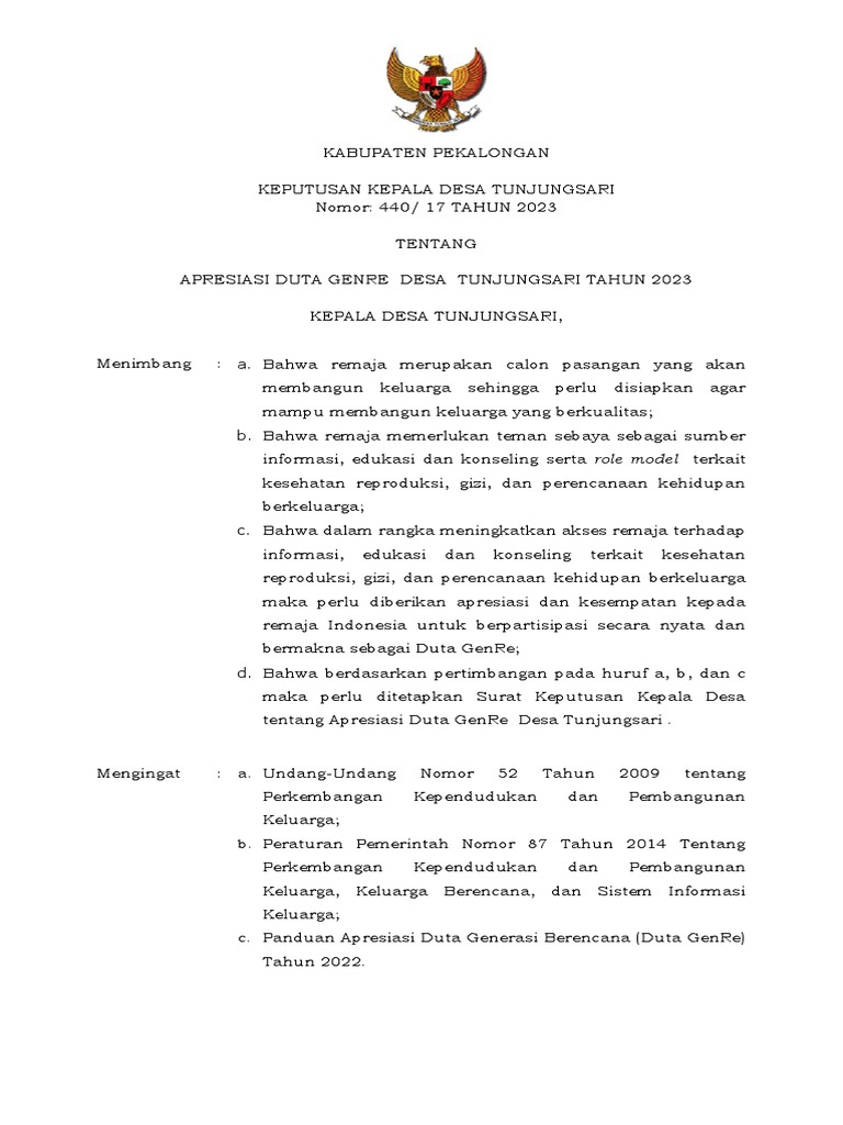 SK 17 Duta Genre Tunjungsari 2023 | PDF