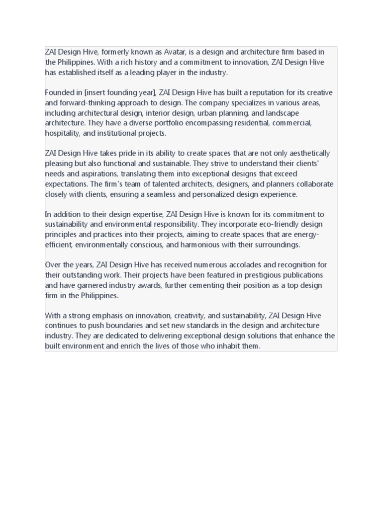 ZAI Design Hive: Innovating Architecture | PDF | Career & Growth | Business