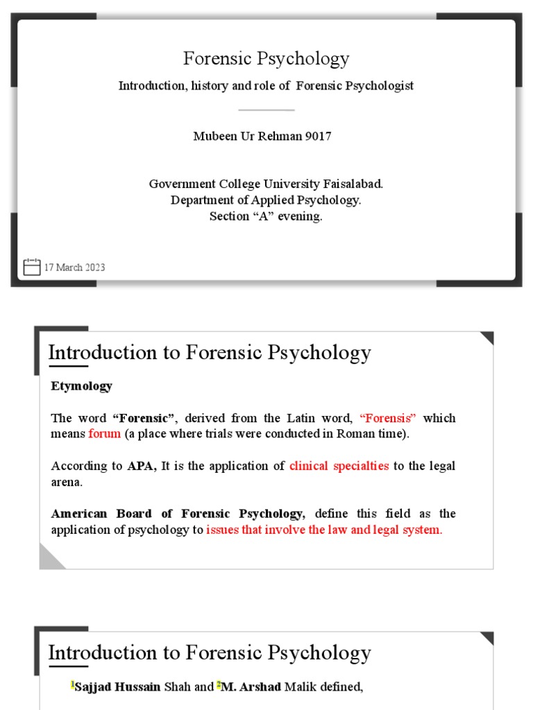 Intro To FP, History and Role of FP | PDF | Psychology | Polygraph