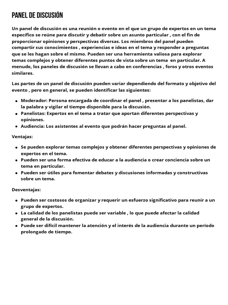Un Panel de Discusión | PDF | Crecimiento personal y profesional