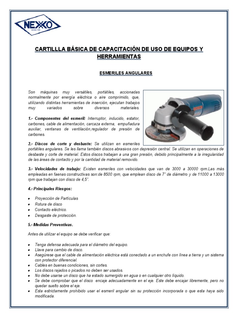 Uso Seguro del Esmeril Angular | PDF