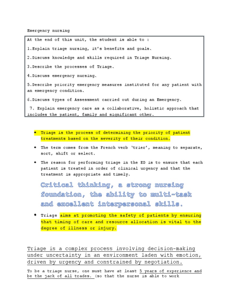 Emergency Nursing Pdf Emergency Department Nursing