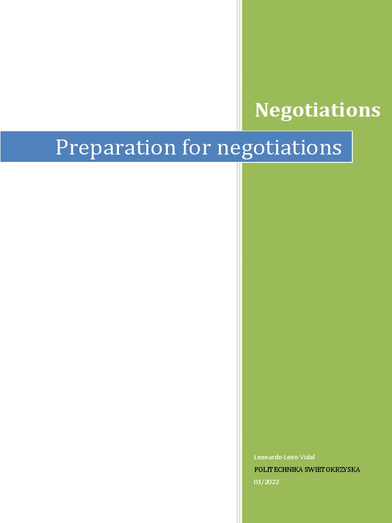 Preparation For Negotiations | PDF | Negotiation | Communication