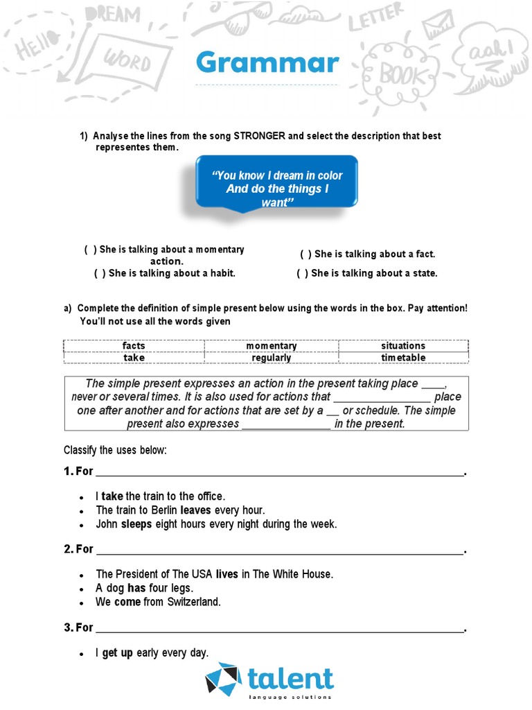 1.INTERMEDIATE PLUS - PEDAGOGICAL GRAMMAR - Simple Present | PDF | Verb ...