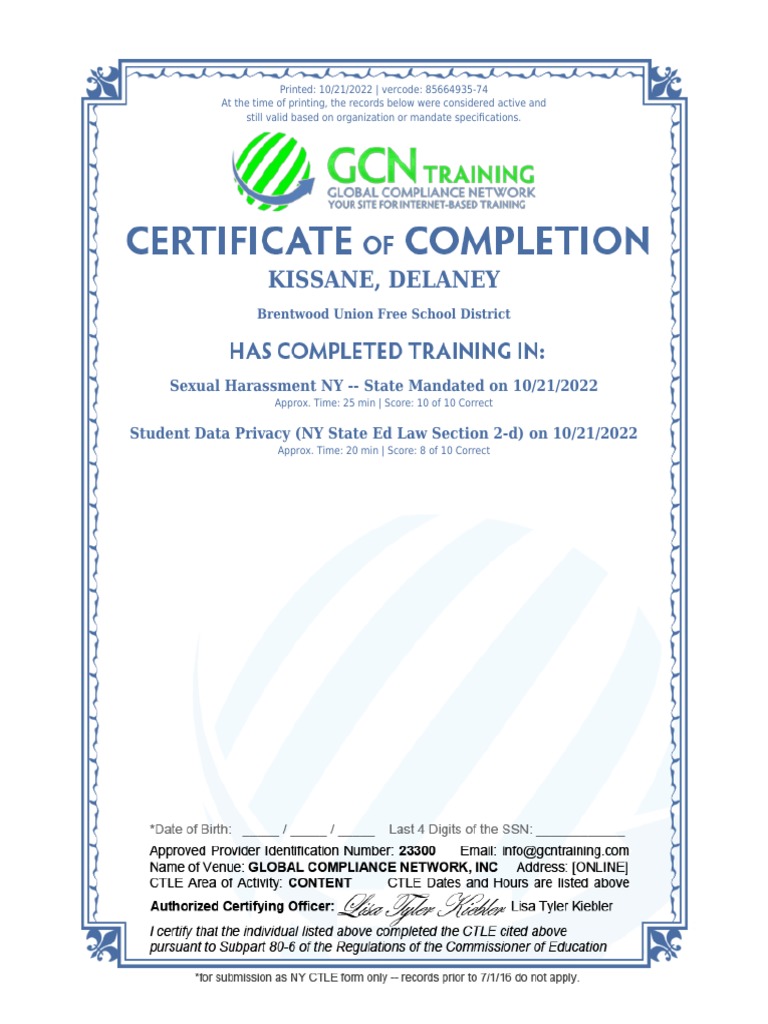 GCN Training Certifications | PDF