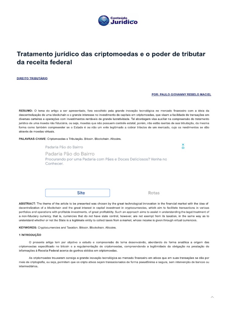 Tratamento Juridico Das Cripto | PDF