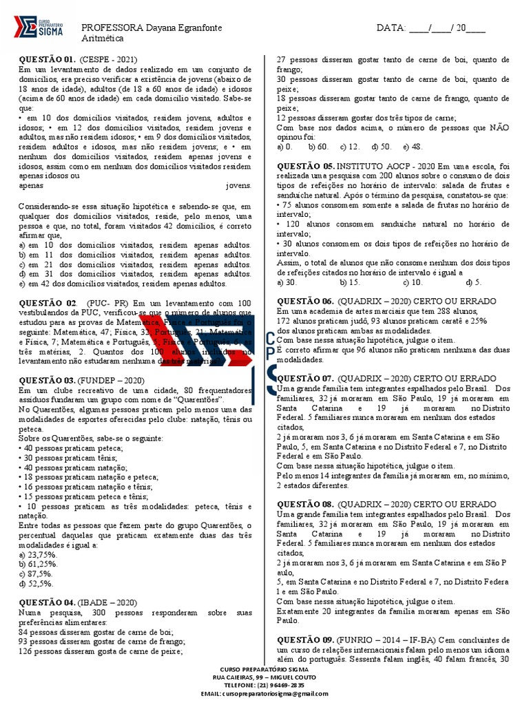 03 Lista Problemas Conjuntos | PDF