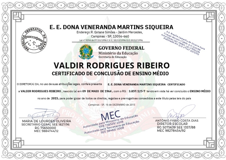 Diploma Ensino Médio Pdf Pdf