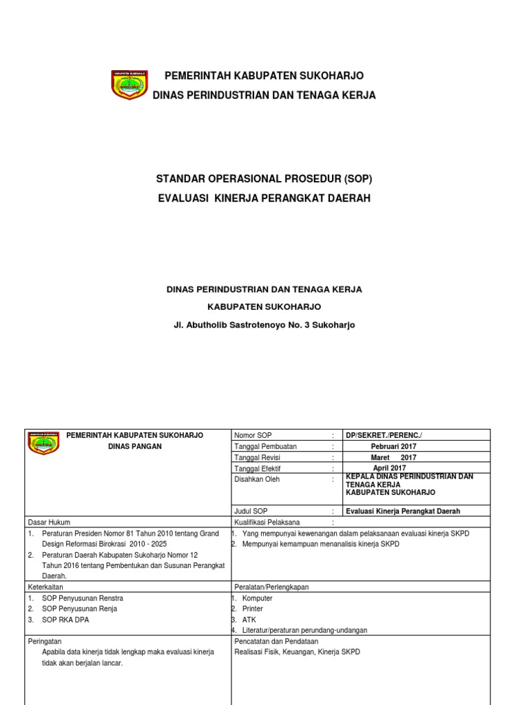 Sop Evaluasi Kinerja PD | PDF