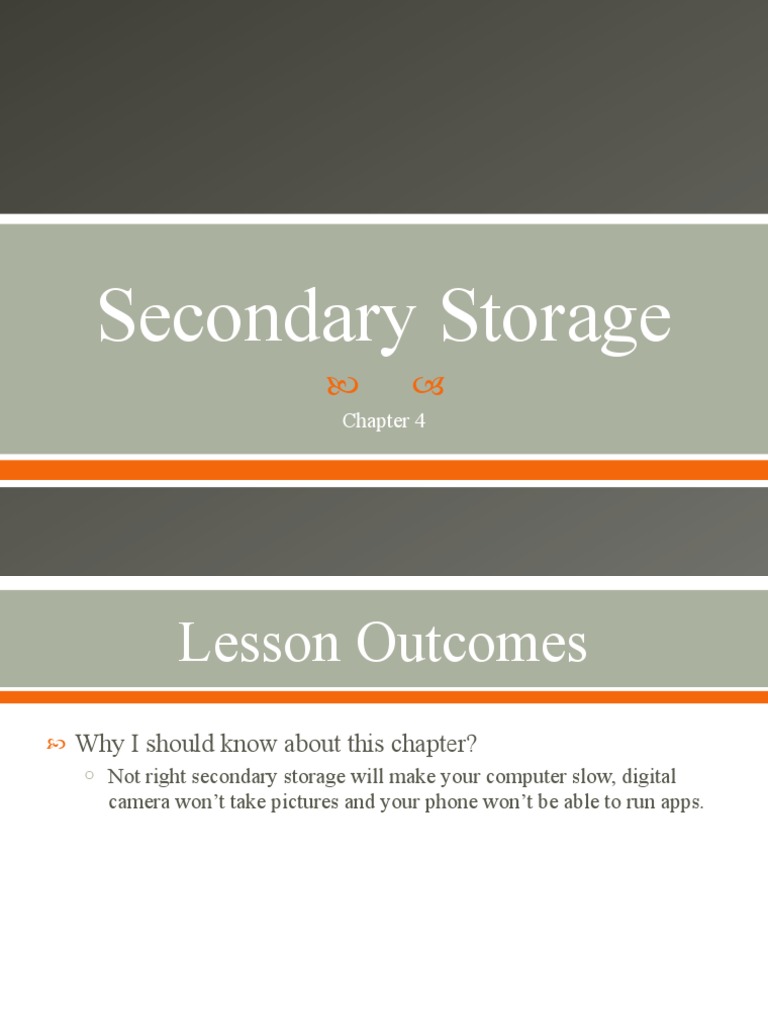 Chapter 4 - Secondary Storage | PDF | Computer Data Storage | Hard Disk Drive