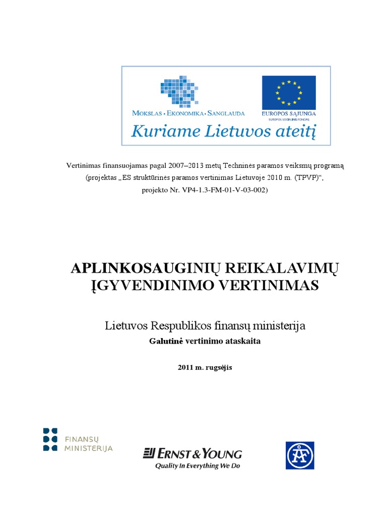 Aplinkosauginiu Reikalavimu Vertinimo Ataskaita | PDF