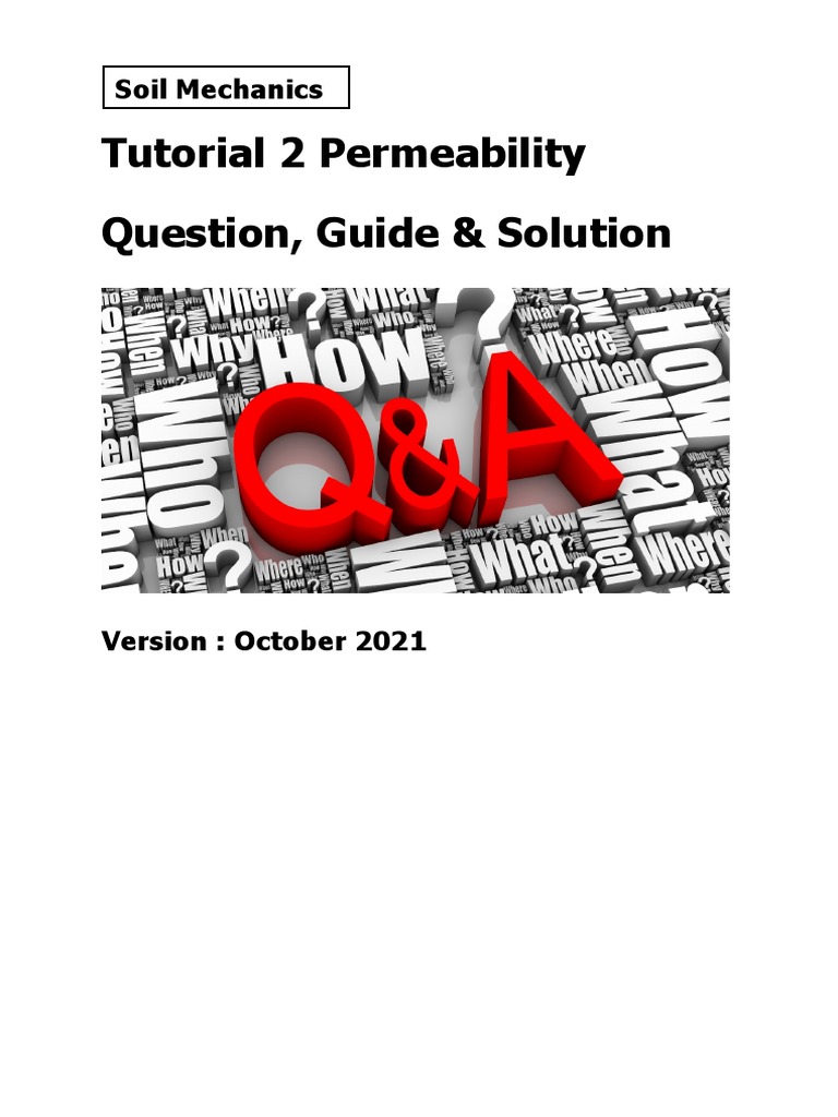 Tutorial ECG243 2 Permeability - Question Guide Solution 2021 WMX | PDF | Soil Mechanics ...