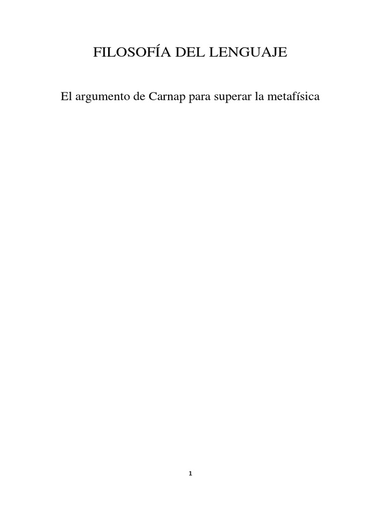 Filosofía de Carnap: Superando la Metafísica | PDF | Metafísica | Realidad