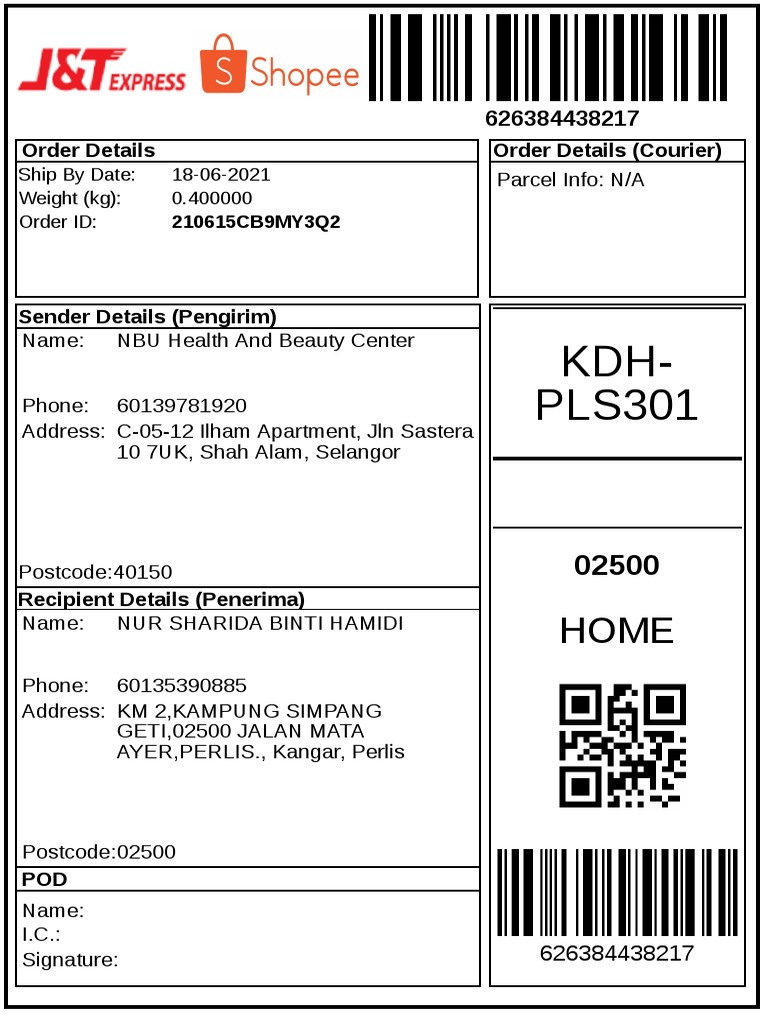 Air Waybill.J&T Express - 1 | PDF