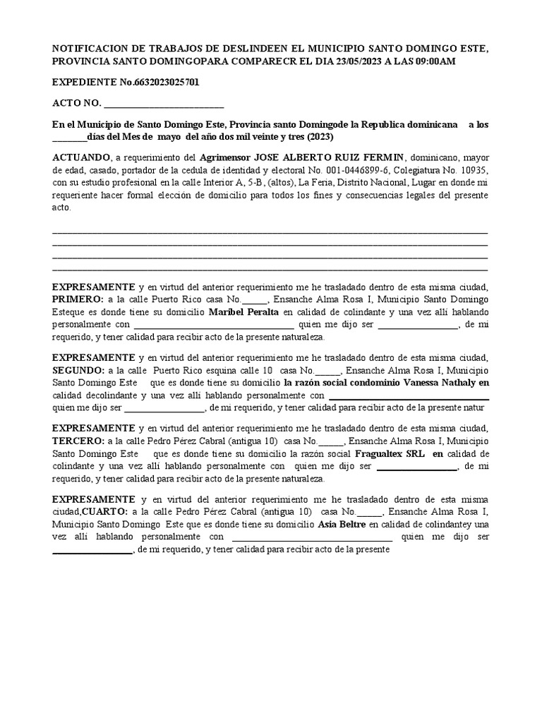 Notificacion de Deslinde | PDF | República Dominicana Notificacion de Deslinde | PDF | República Dominicana