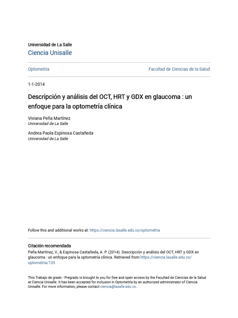 Análisis del OCT, HRT y GDX en Glaucoma | PDF | Glaucoma | Óptica