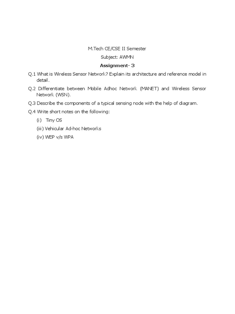 WSN Assignment | PDF