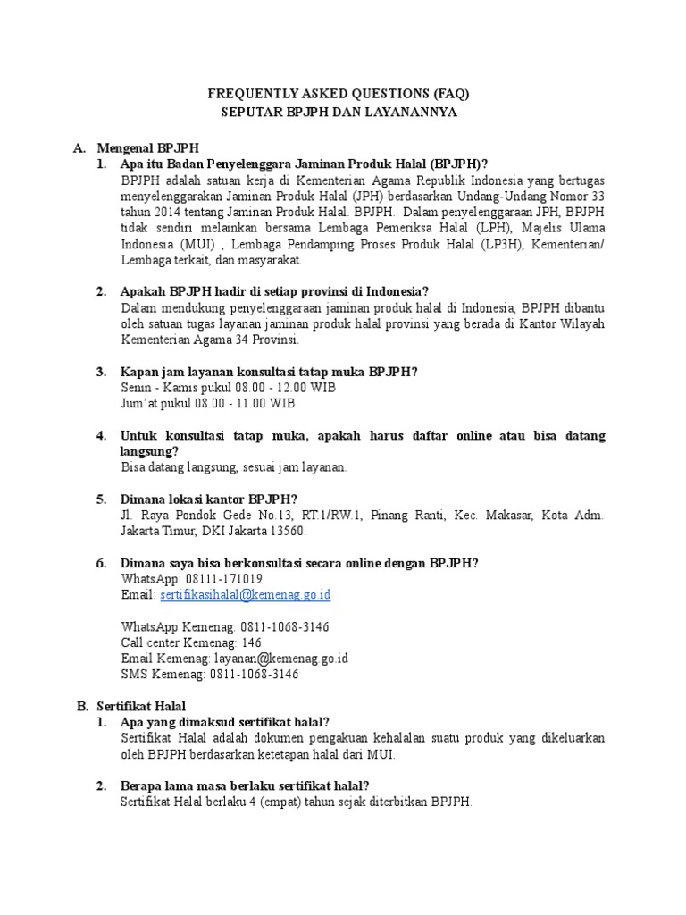 Faq BPJPH | PDF