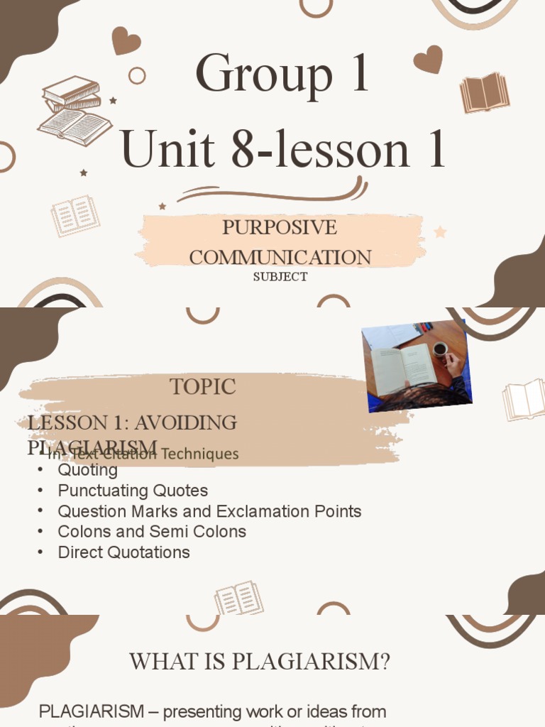 Group 1 Unit 8-Lesson 1: Purposive Communication | PDF | Citation | Syntax