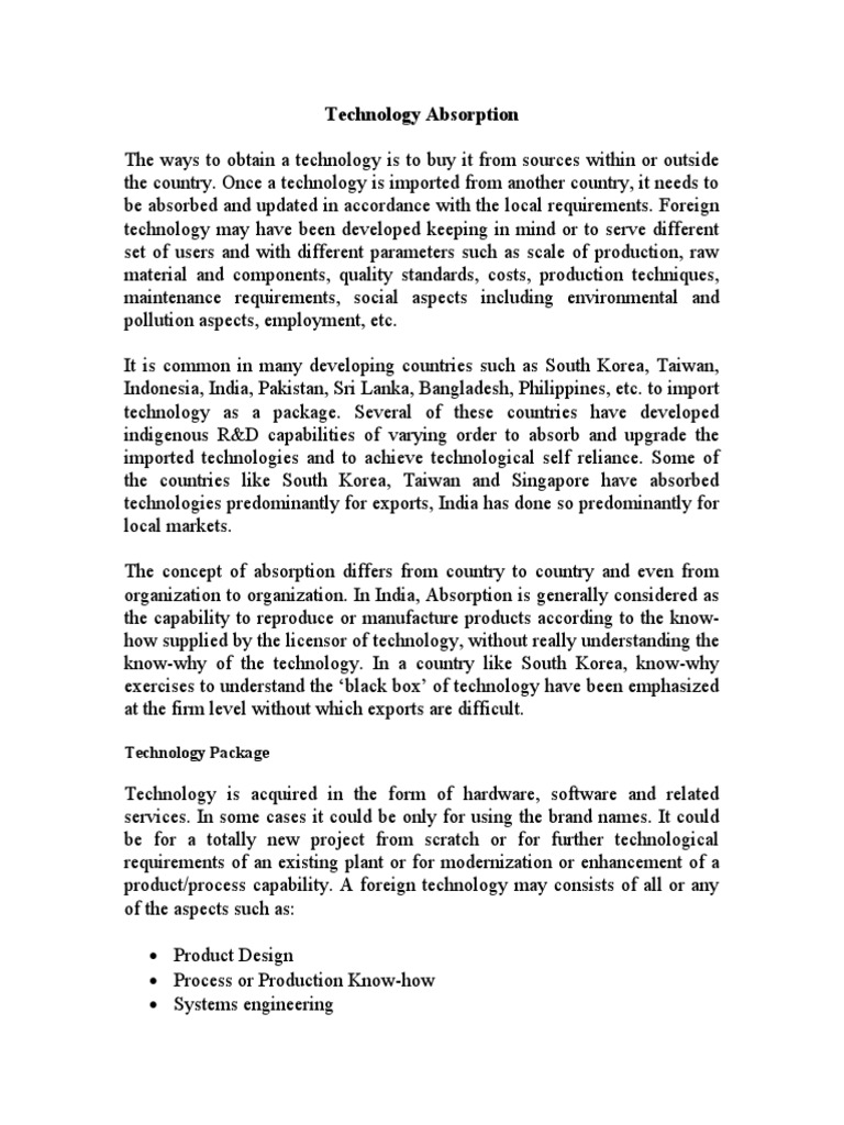Technology Absorption - Adaptation | Descargar gratis PDF | Procurement ...