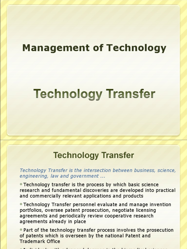 Technology Transfer | PDF | Patent | Technology Transfer
