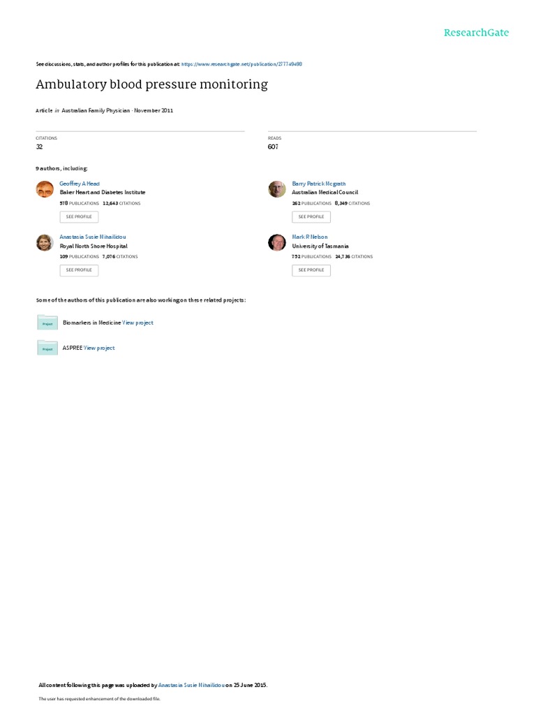 Ambulatory Blood Pressure Monitoring | PDF | Hypertension | Blood Pressure