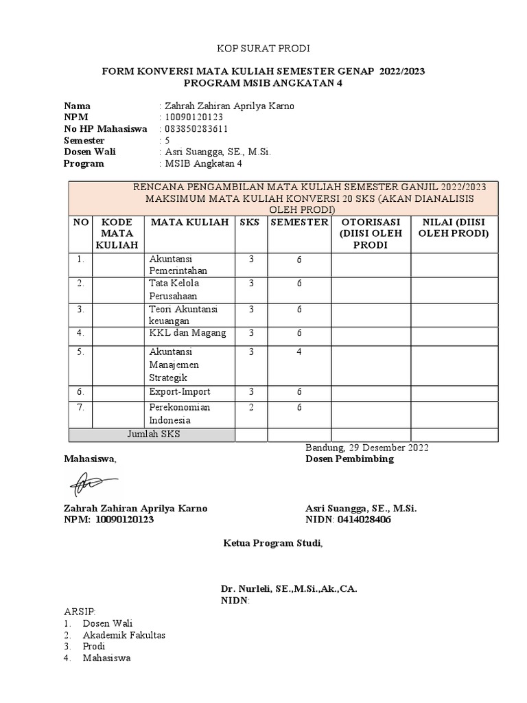 Form Konversi Msib Batch IV (Zahrah Zahiran Aprilya Karno) | PDF