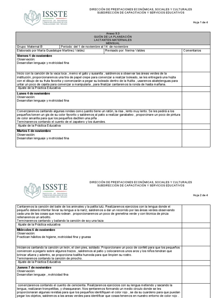 0 - Planeacion Noviembre | PDF