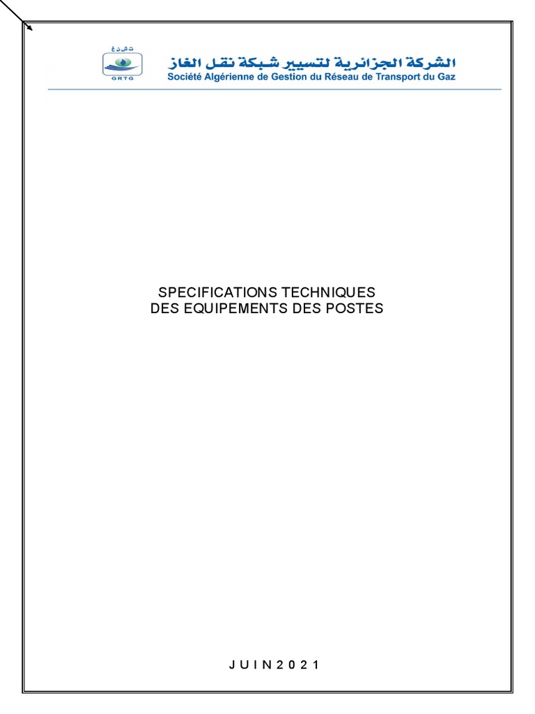 Fascicule 1 Spécifications Techniques Des Équipements Poste Corrigé ...