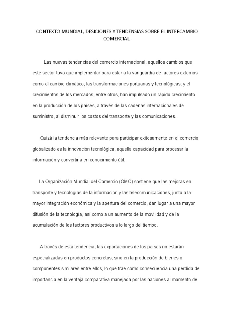 Contexto Mundial | PDF | Comercio | El comercio internacional