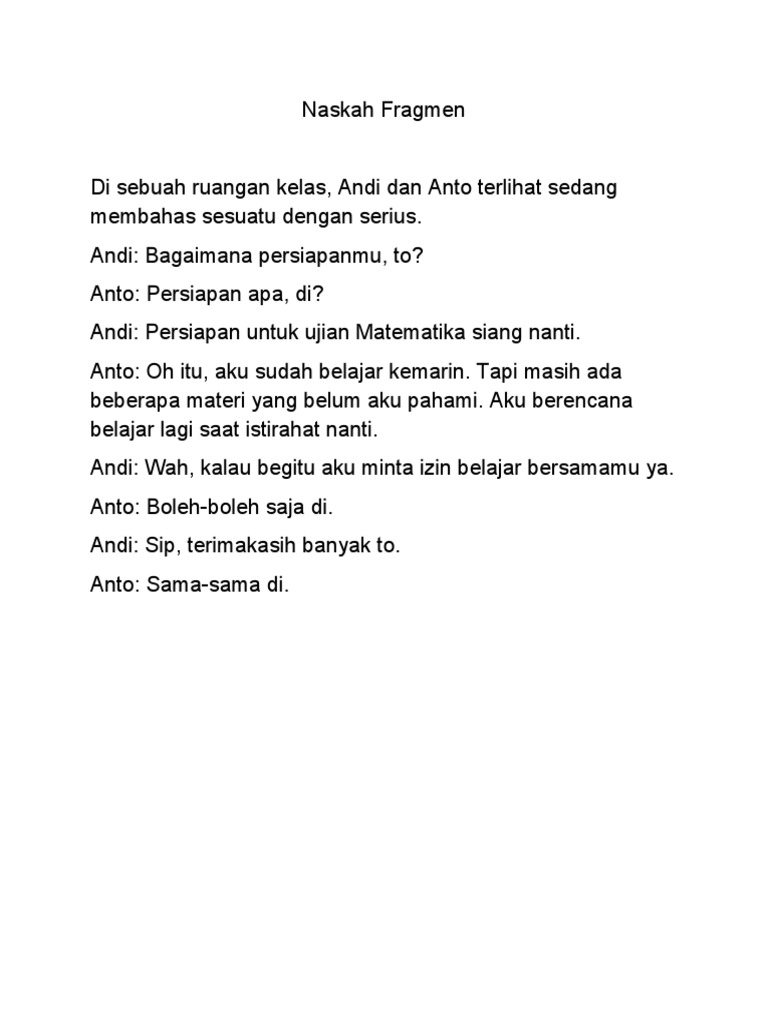 Naskah Fragmen Diskusi Kelas | PDF