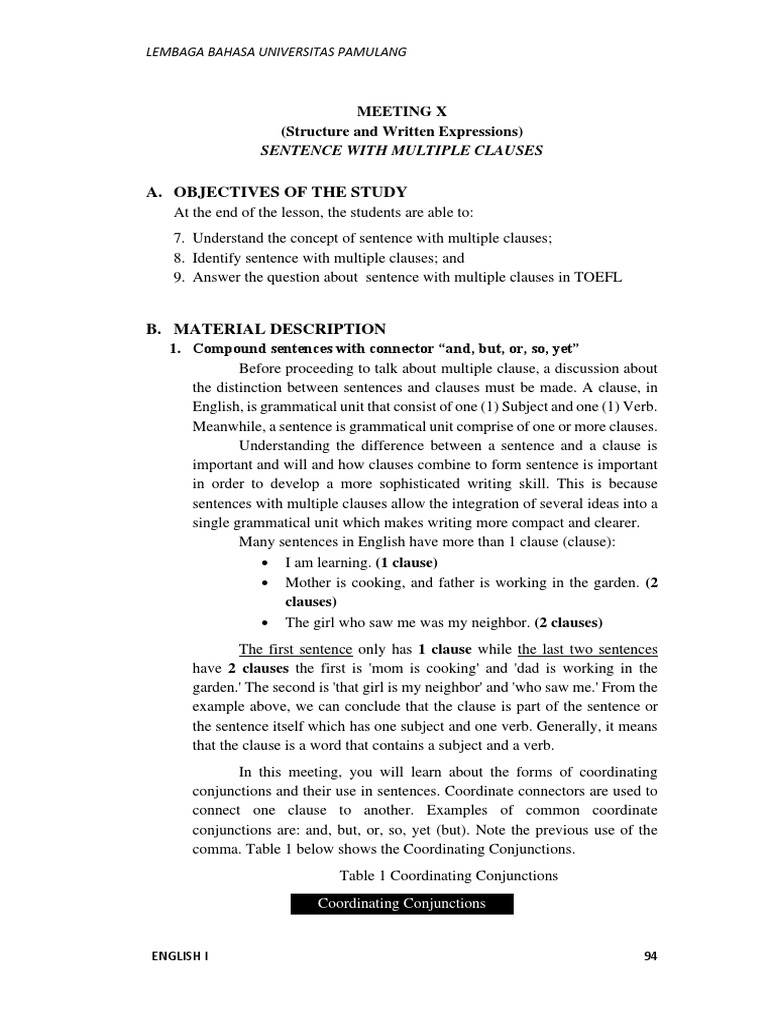 Meet 10 Sentence With Multiple Clauses | PDF | Clause | Sentence ...