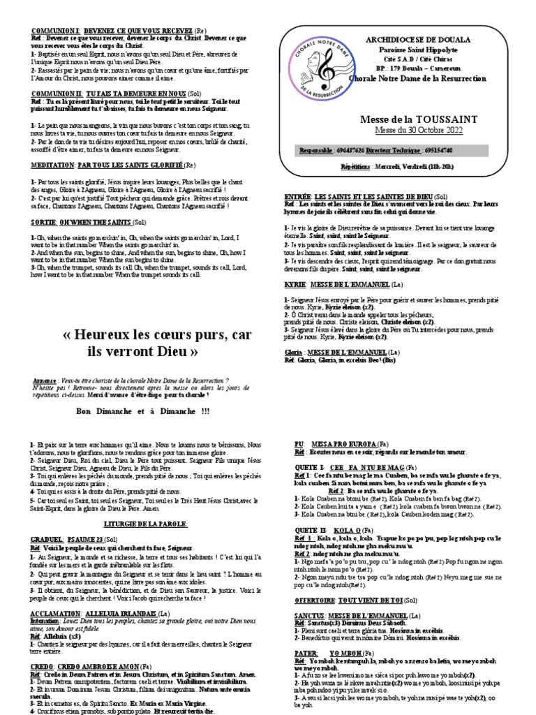 Messe de la Toussaint 2022 | PDF | Eucharistie | Messe