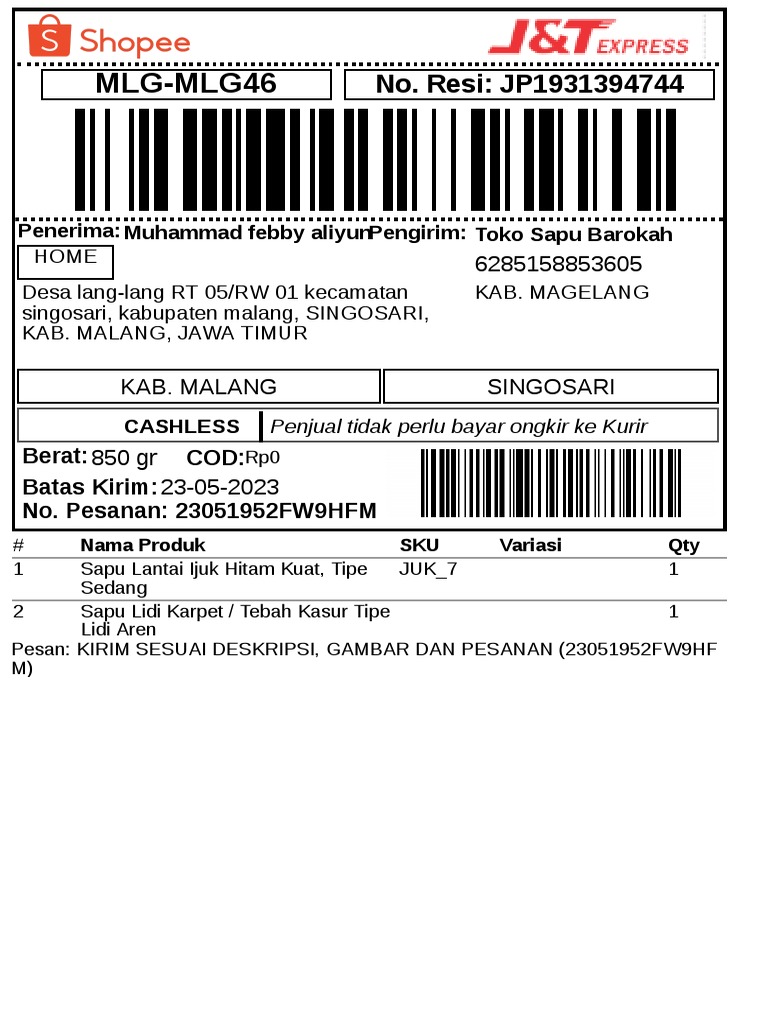 Label Pengiriman | PDF