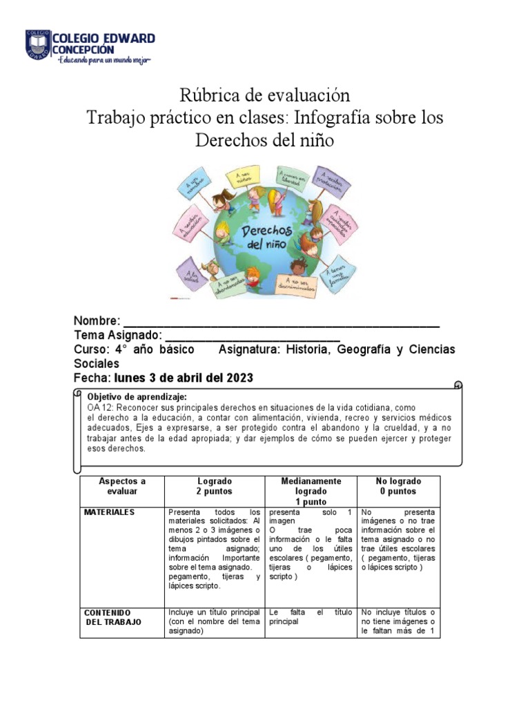 Rubrica INFOGRAFIA Derechos Del Niño | PDF