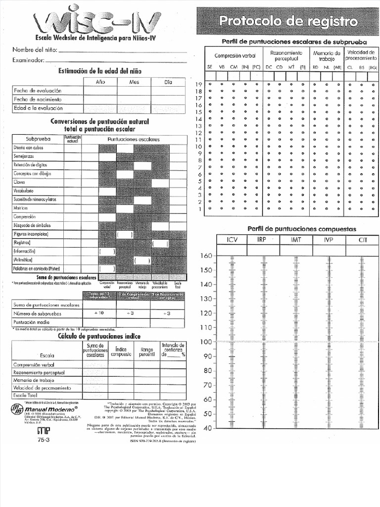 Dokumen - Tips Protocolo Registro Wisc IV | PDF
