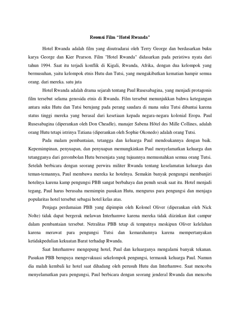 Resensi Film Hotel Rwanda: Kisah Genosida | PDF
