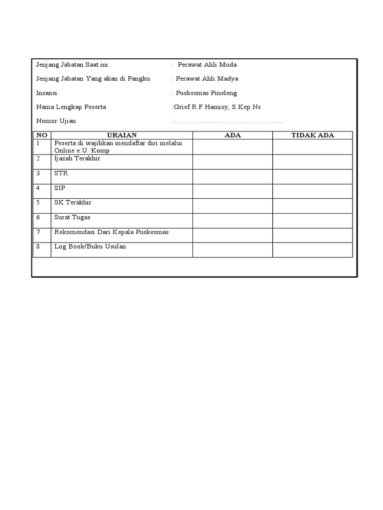 Berkas Naik Pangkat 1 | PDF