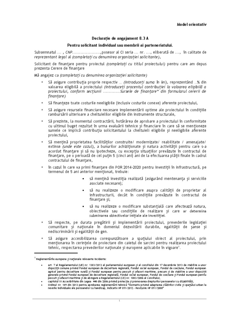 Declaratie de Angajament - Model | PDF