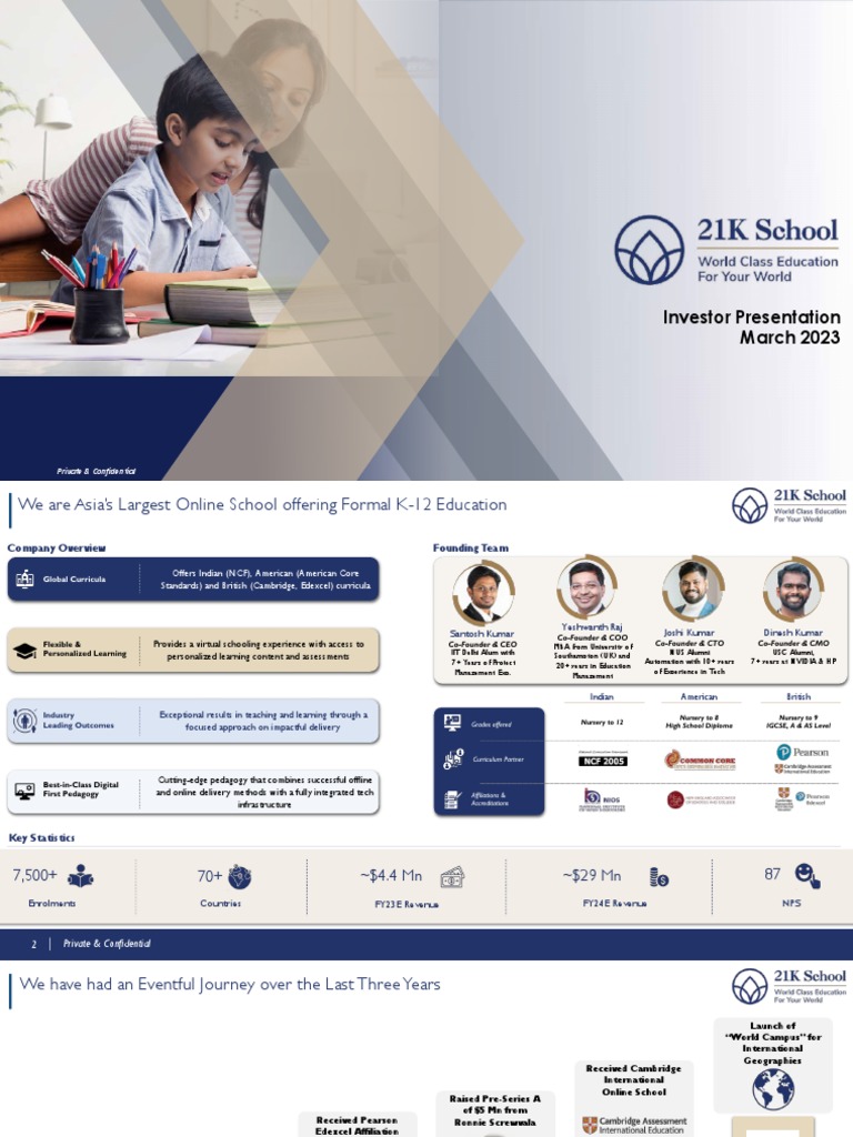 21K School Series A Deck | Download Free PDF | Educational Technology | Business