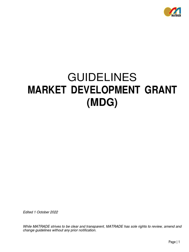 MDG Guidelines Physical As at 1oct 2022 | PDF | Small And Medium Sized Enterprises | Receipt