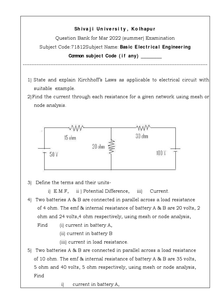 Basic Electrical Engineering Exam Prep | PDF | Transformer | Electrical Impedance