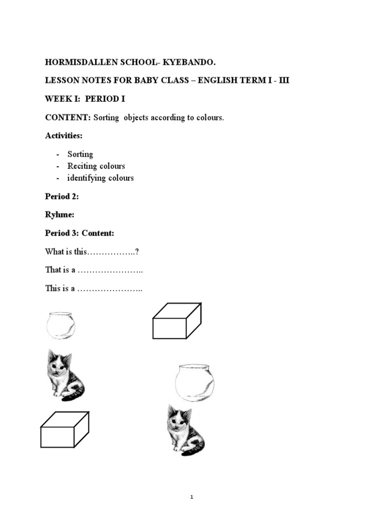 Baby Lesson Notes English TERM I - III | PDF | Linguistics