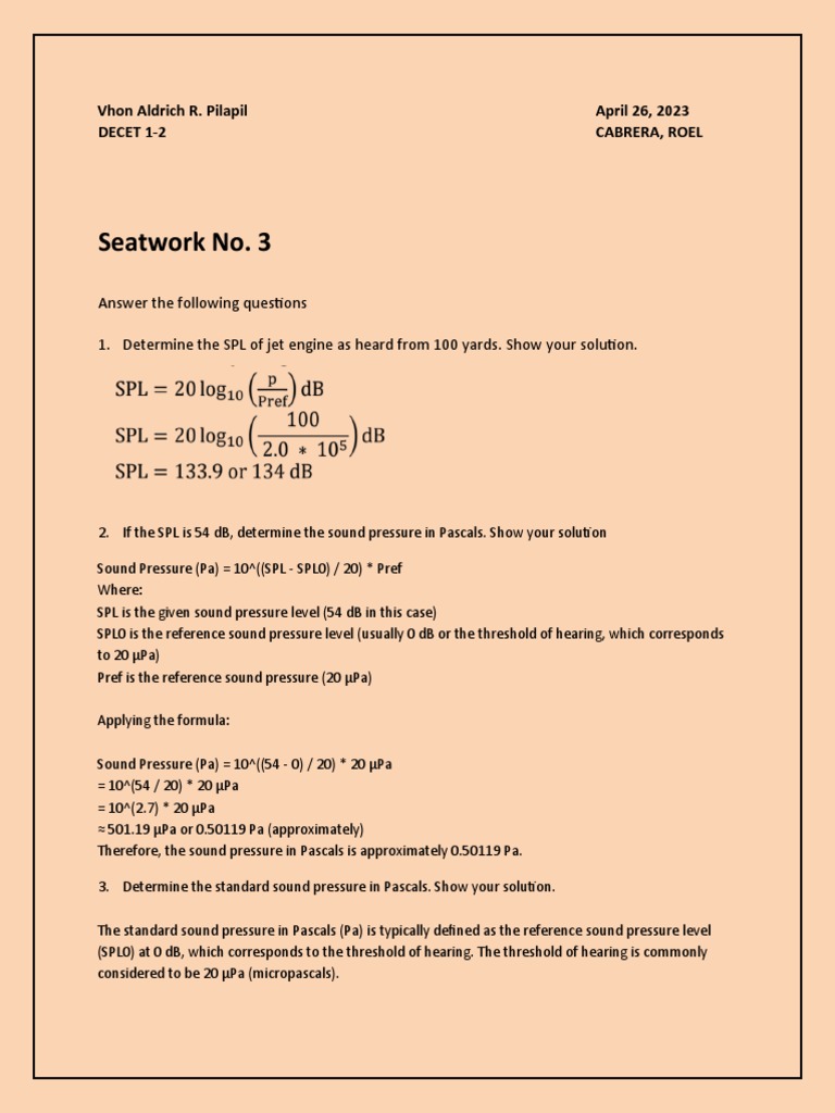 Seatwork No. 3 | PDF | Science & Mathematics | Technology & Engineering