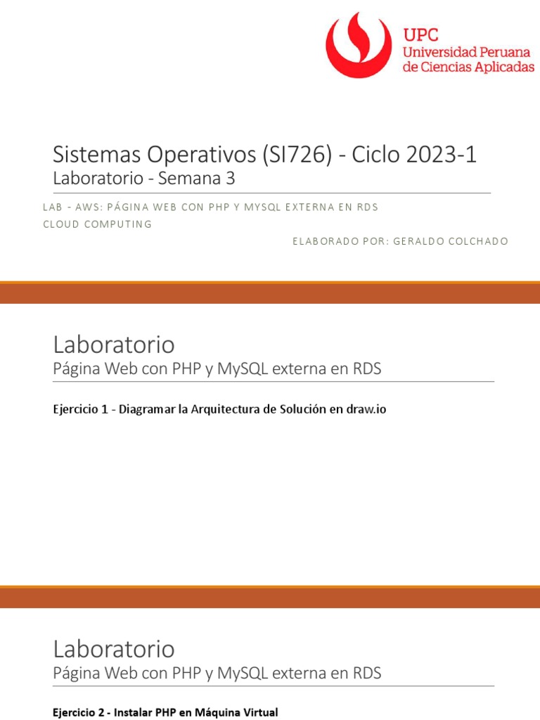 LAB - AWS - Página Web Con PHP y MySQL Externa - SI726 - 2023-1 | PDF ... LAB - AWS - Página Web Con PHP y MySQL Externa - SI726 - 2023-1 | PDF ...