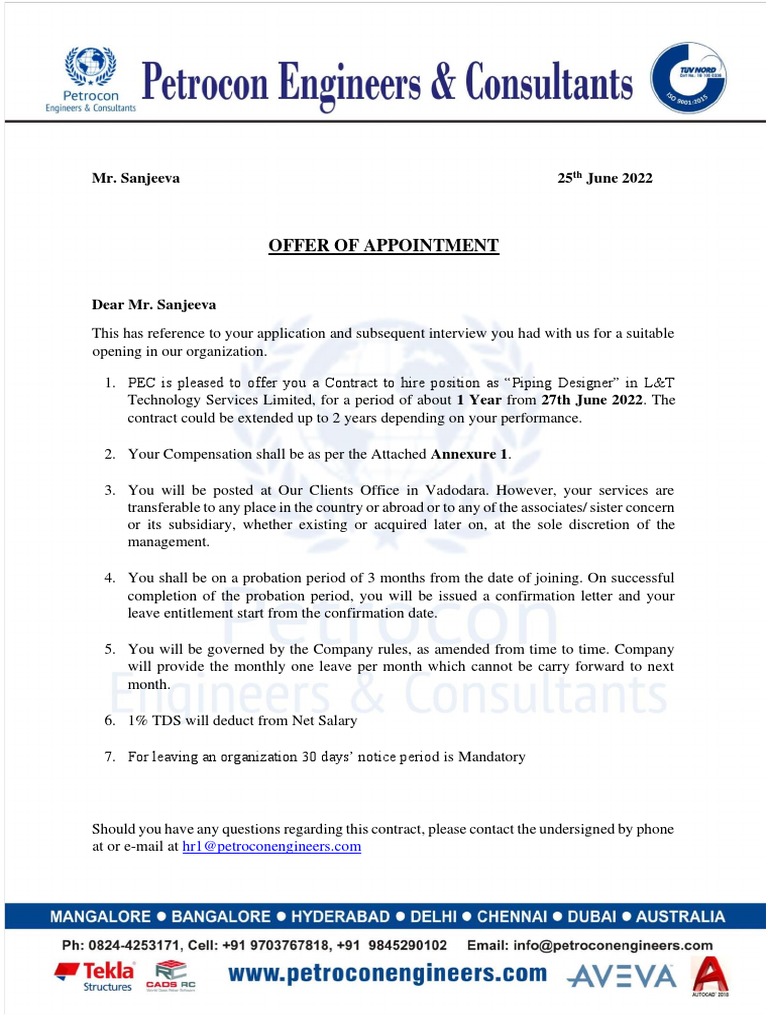 Offer Latter | PDF | Business | Justice