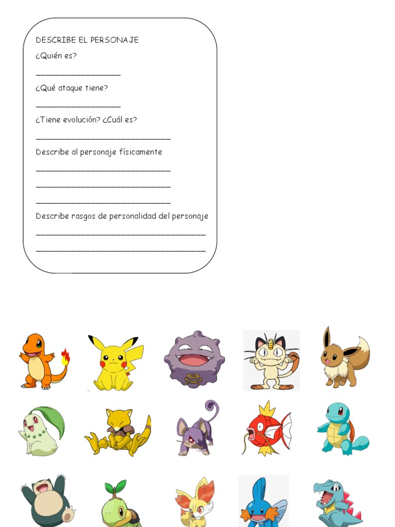 DESCRIBE EL PERSONAJE Pokemon | PDF