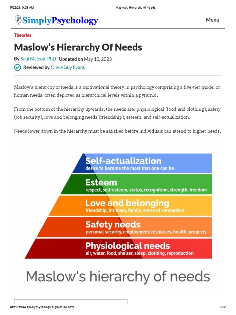 2020-Maslow S Hierarchy of Needs | PDF