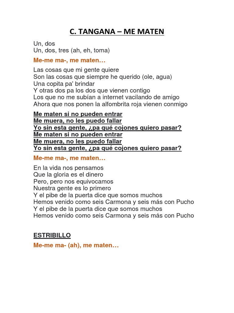 C.tangana - Me Maten | PDF